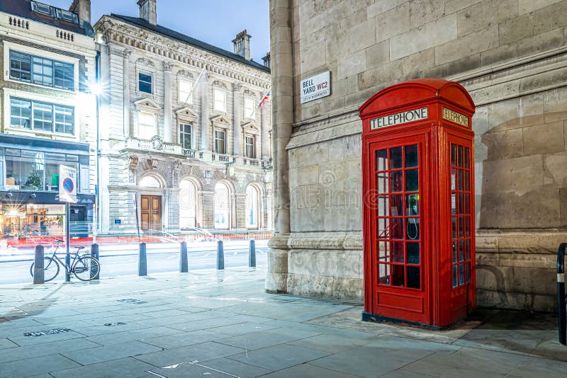 Red phone booth in London editorial photography. Image of place - 198543617