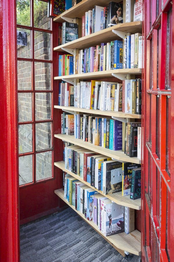 Red Phone Box Micro Library Editorial Photography - Image of book ...