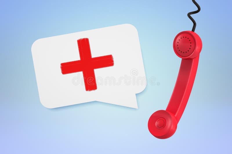 Red Phone Receiver with Plus Sign in Speech Bubble Stock Image - Image ...