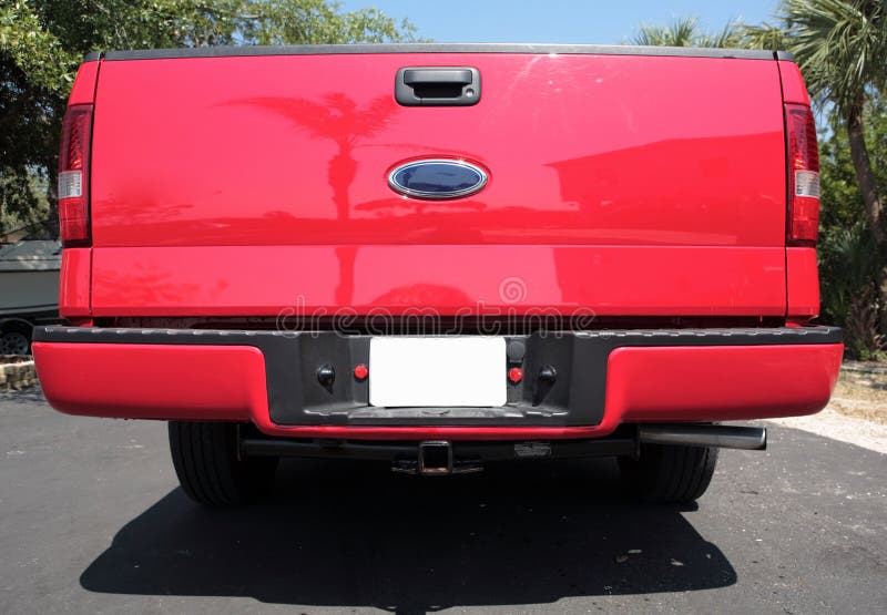 Red pick-up truck stock image. Image of truck, plate, pickup - 1352553