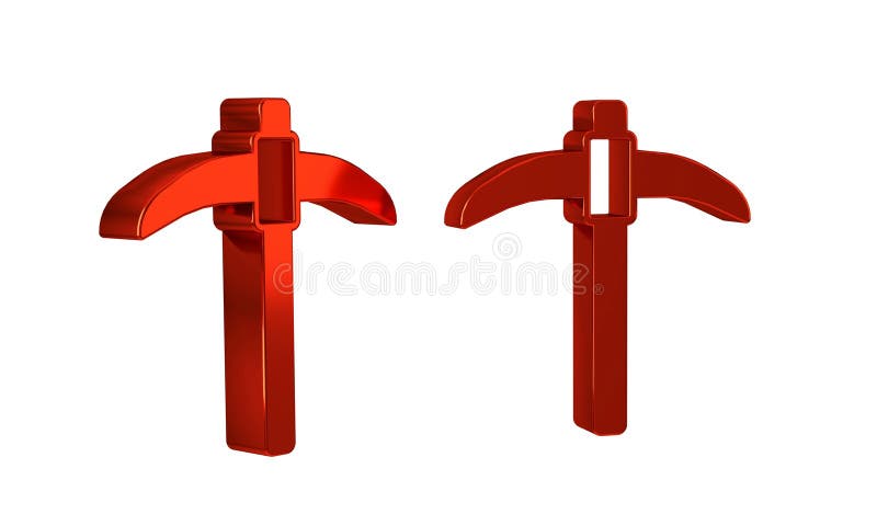 Red Pickaxe Icon Isolated on Transparent Background. Stock Illustration ...