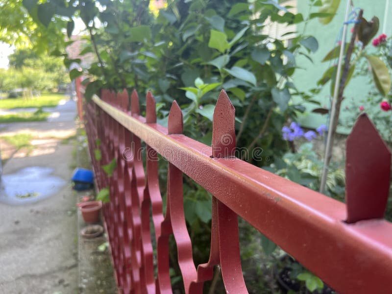 Red Picket Fence Picture. Image: 1604366