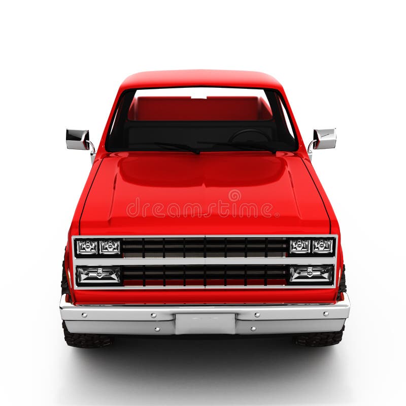 Red Pickup Truck Isolated on White 3d Stock Illustration - Illustration ...