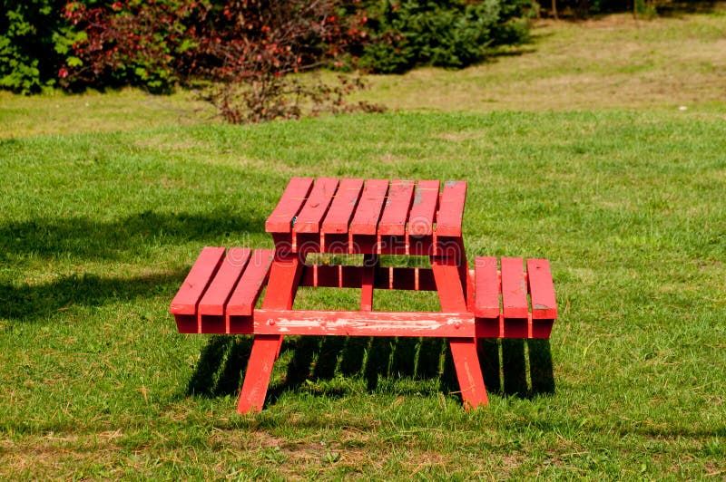 Red picnic table stock image. Image of table, colorful - 21460205