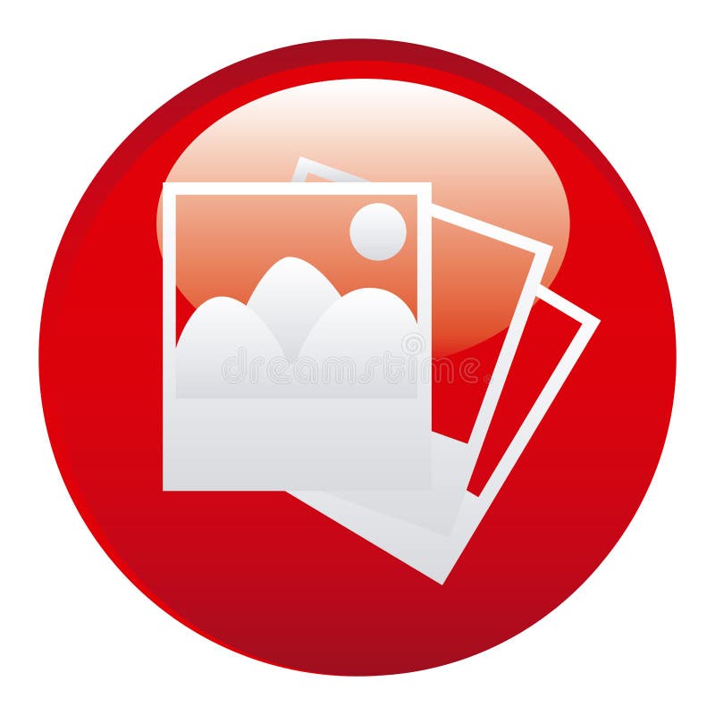 Red pictures emblem icon stock illustration. Illustration of icon ...