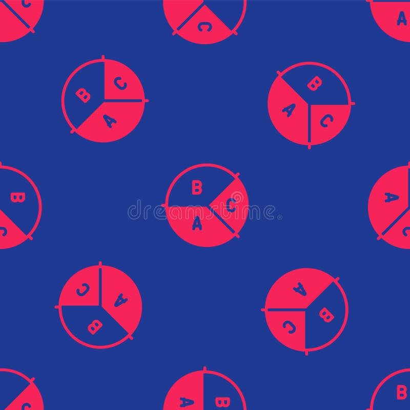 Red Pie Chart Infographic Icon Isolated Seamless Pattern on Blue ...