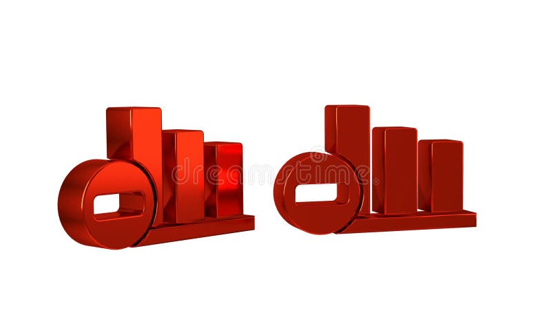 Red Pie Chart Infographic Icon Isolated on Transparent Background ...