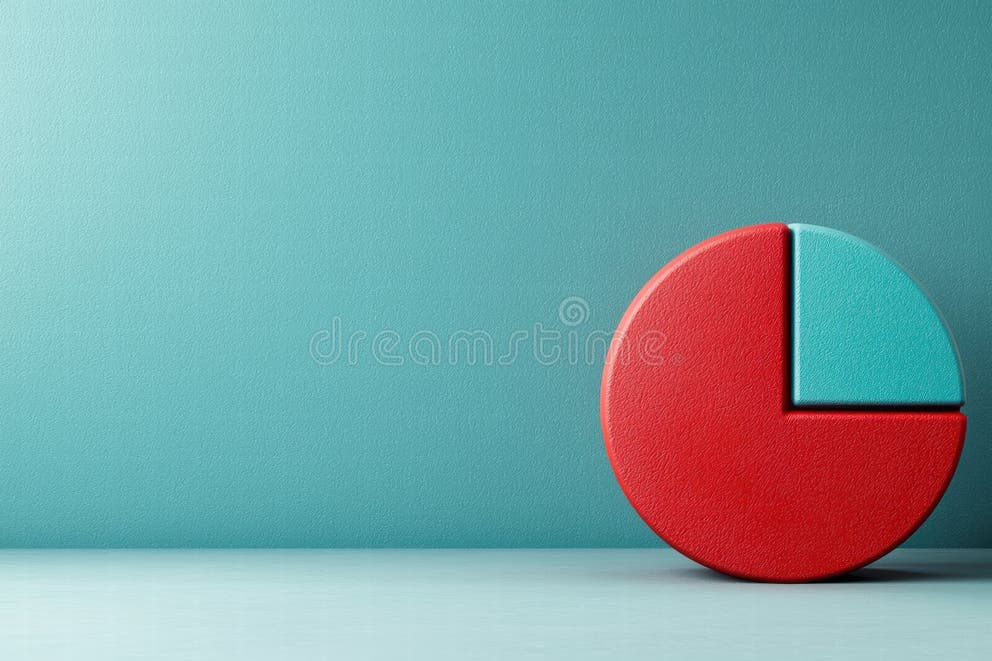 Red Pie Chart on Mint Green Background Stock Illustration ...