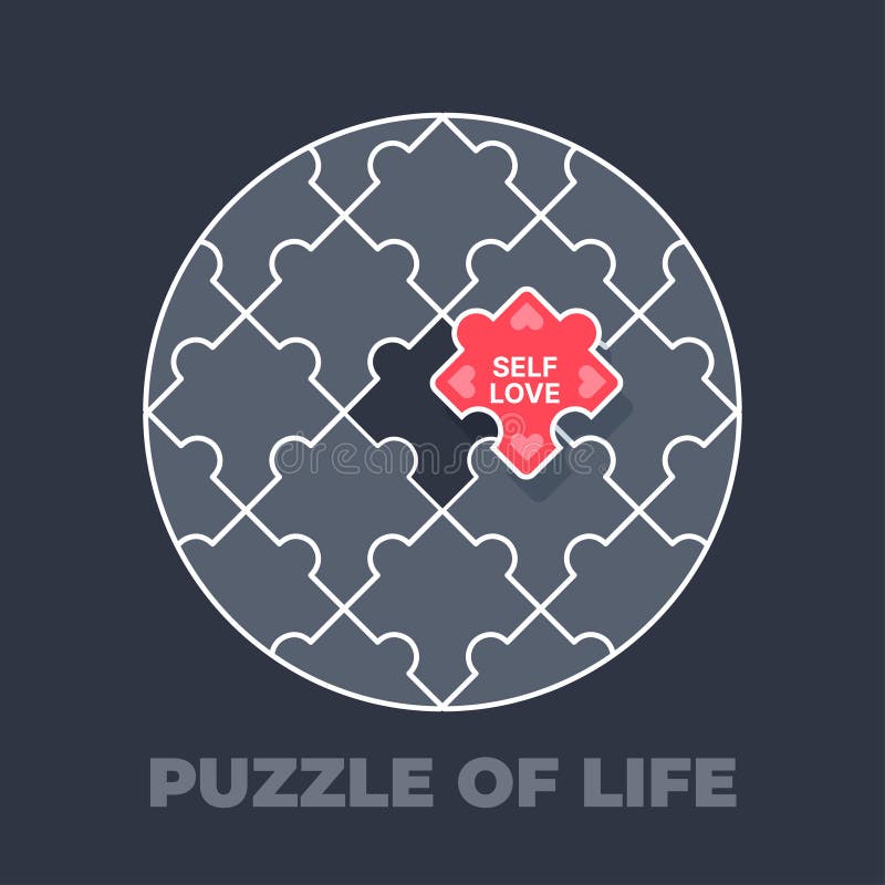A Red Piece of the Puzzle of Life. Isolated Vector Illustration Stock ...