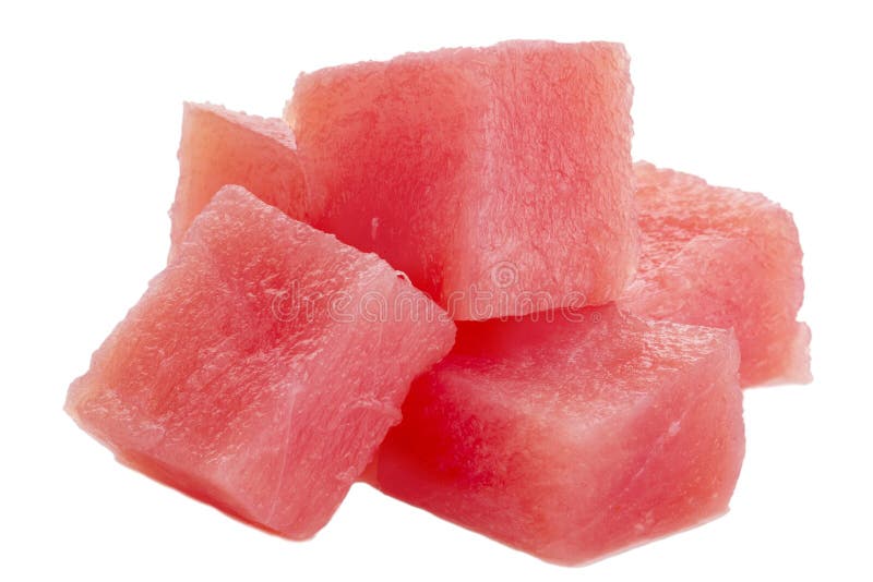 Red Pieces of Tuna Meat are Isolated on a White Background Stock Photo ...