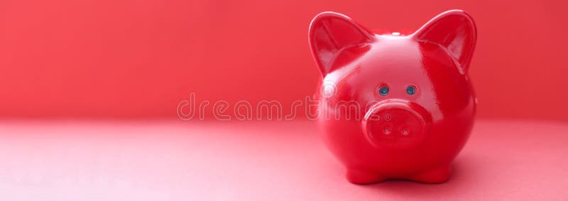Red Pig on a Red Background Closeup Stock Photo - Image of budget ...