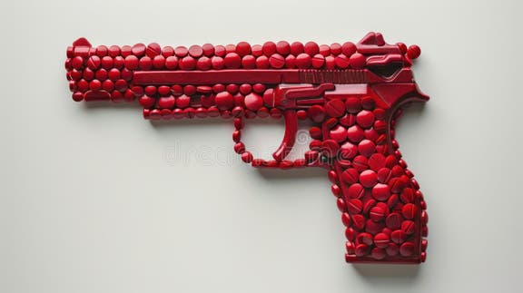 Red Pill Gun - Top View on White Background Stock Illustration ...