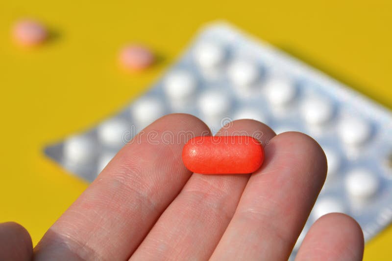 Red pill stock image. Image of showing, prescription - 69656235