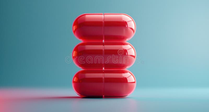 A Red Pill Stacked with Circles on a Blue Background Stock Photo ...