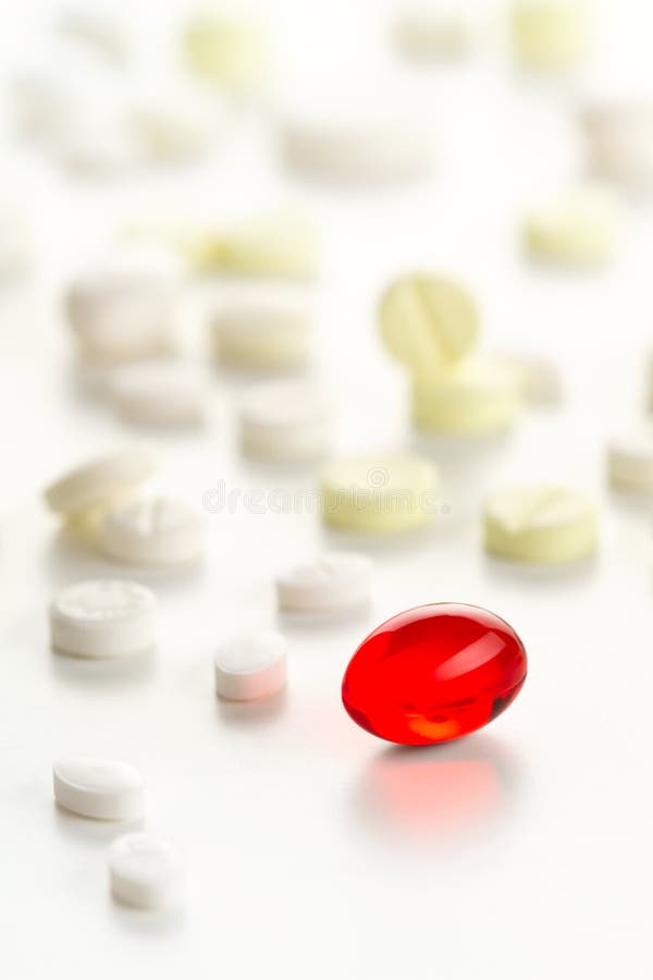 Red Pill and Tablet Pale Colors Stock Image - Image of analgesic ...