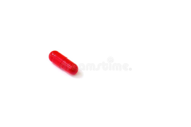 Red Pill on a White Background Close-up Stock Photo - Image of care ...