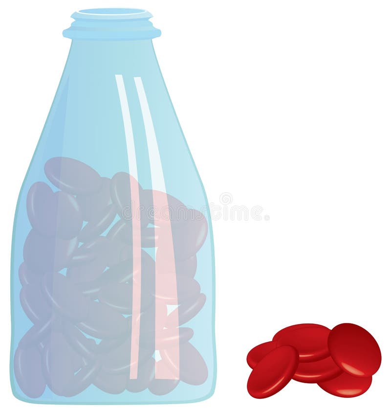 Red Pills and Bottle Near Vector Stock Vector - Illustration of clear ...