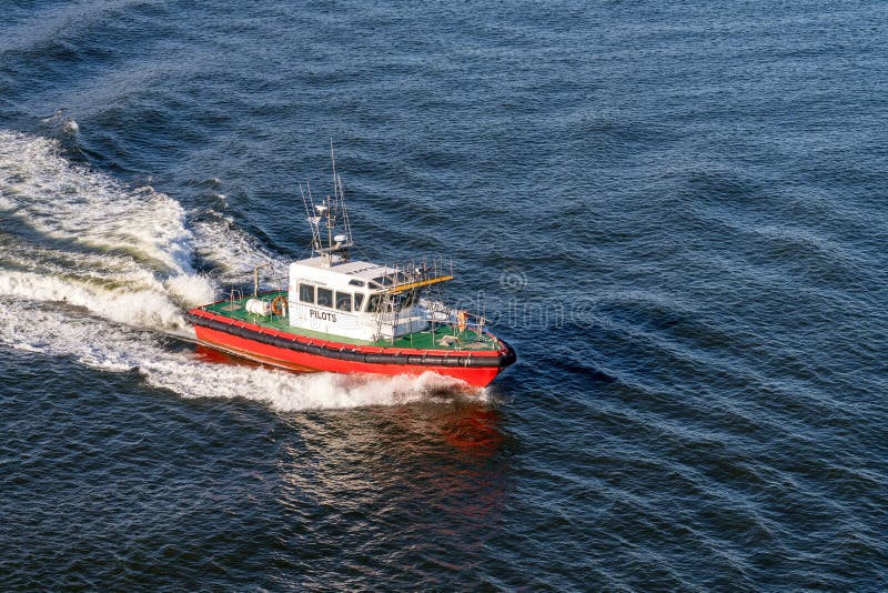 Pilot Boat Going Back To Port after Escorting Ship from Harbor ...