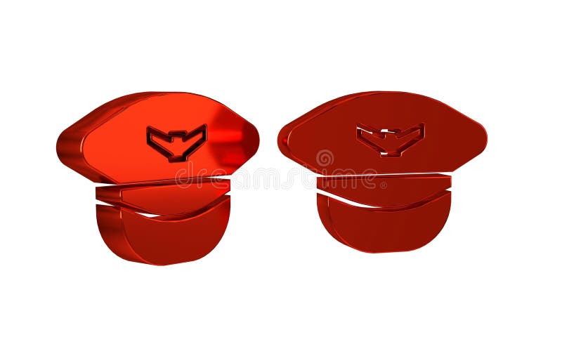 Red Pilot Hat Icon Isolated on Transparent Background. Stock de ...