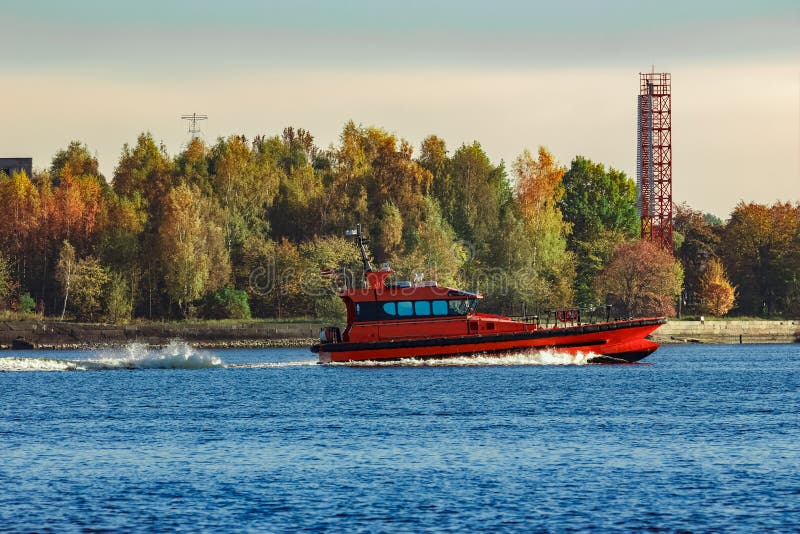Red pilot ship stock photo. Image of pilot, safety, craft - 88474246