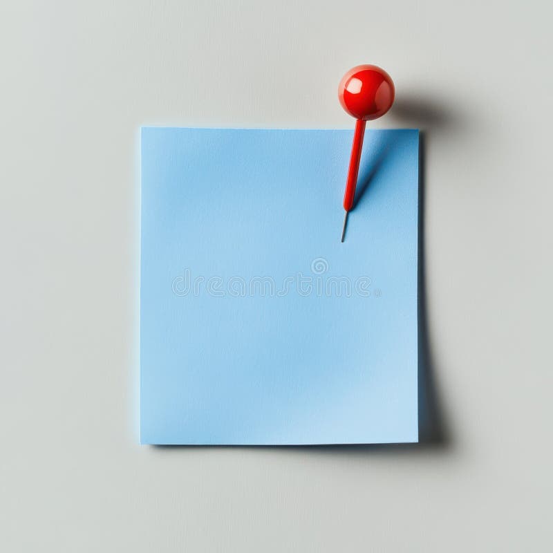 Red Pin on Blue Note Minimalist Design Isolated on White Background ...