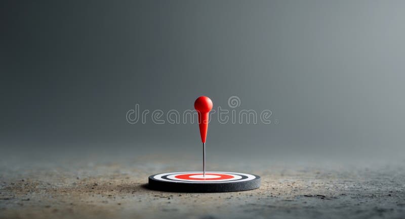 Red Pin in the Center of Circular Target on Textured Surface Stock ...