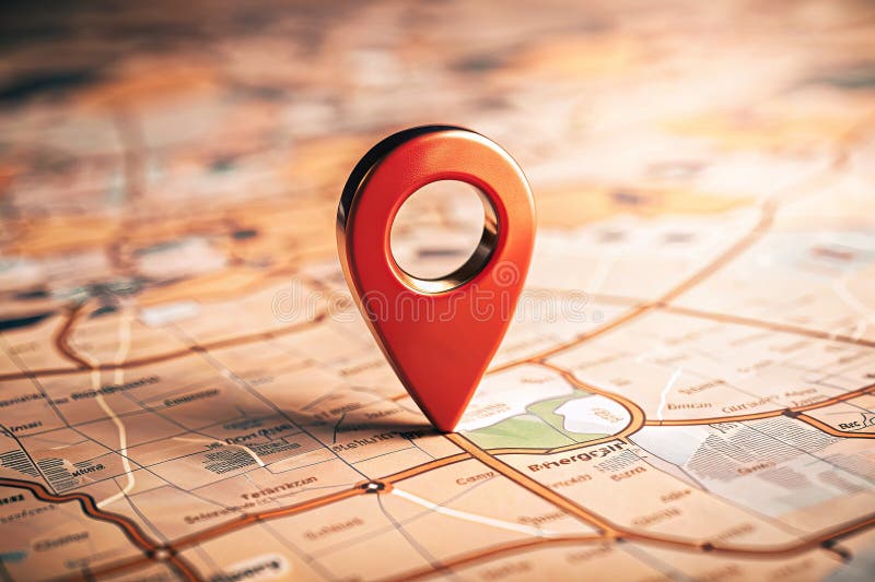 A Red Pin Clearly Indicates a Specific Location on a Map Stock ...