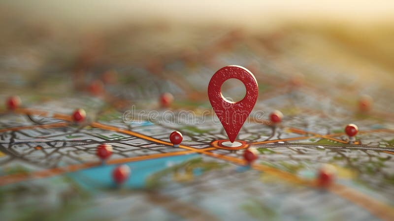 Red Pin on Digital Map. Generative AI Stock Illustration - Illustration ...