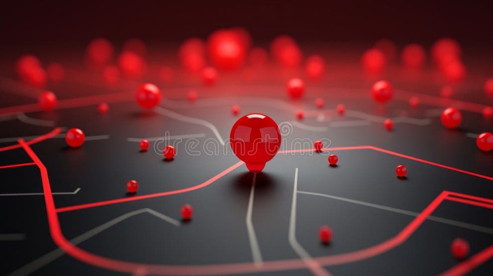 Red Pin with Red Dot on a Map Stock Image - Image of push, thumbtack ...