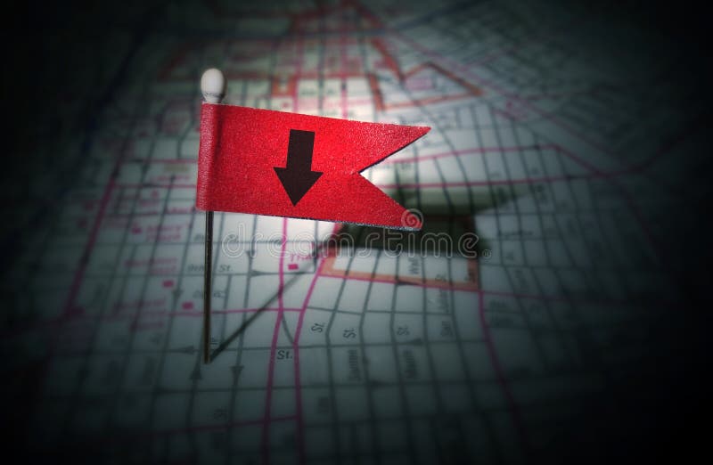 Red pin flag arrow stock photo. Image of discovery, search - 115144542