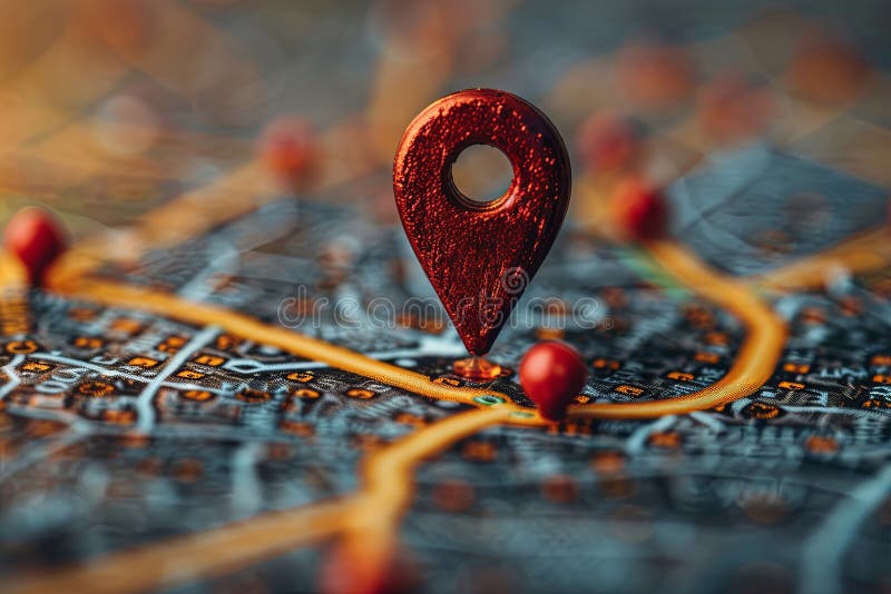 Red Pin or Geotag is Placed on a Map Stock Illustration - Illustration ...