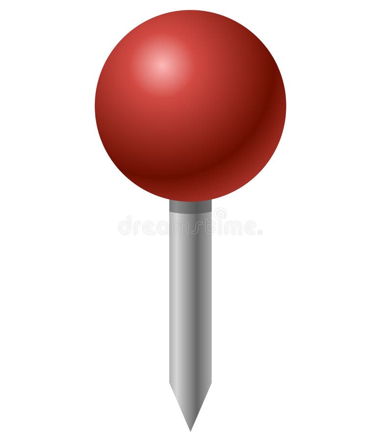 Red Pin Icon. Attach Button on Needle, Pinned Office Thumbtack and ...