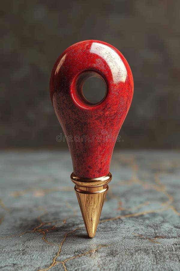 Red Pin Icon with Golden Base on Textured Surface, Symbolizing Location ...