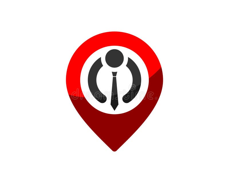 Red Pin Location with Man Worker Inside Stock Illustration ...