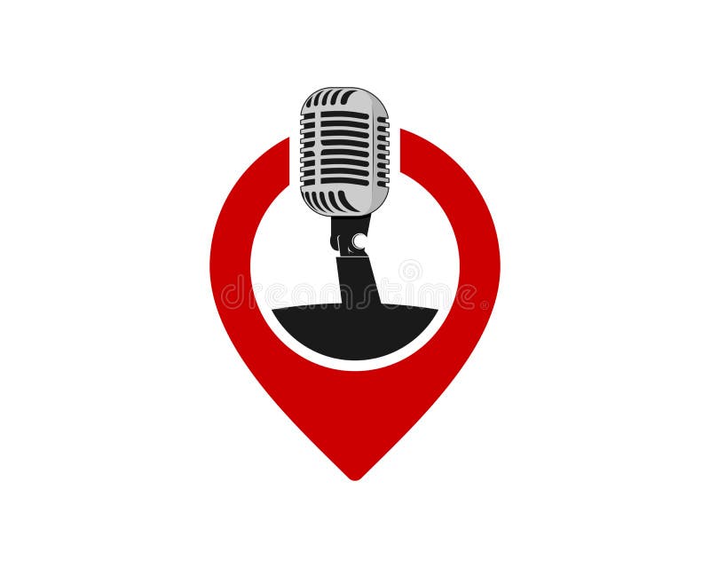 Red Pin Location with Music Microphone Inside Stock Illustration ...