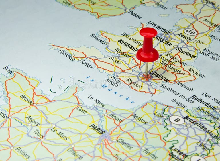 Red pin on london map stock photo. Image of paper, location - 5321752