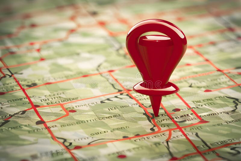 Red Pin on Map Signifies Starting Point of Exciting Journey Stock ...