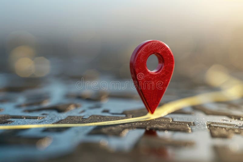 A Red Pin Marked on a City Map for Navigation and Direction Stock Photo ...
