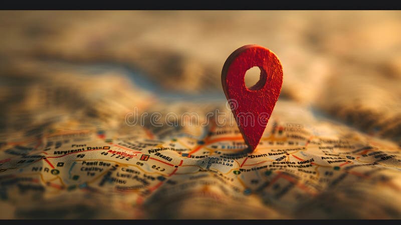 Red Pin on Map. Generative AI Stock Illustration - Illustration of tool ...