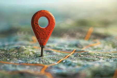A Red Pin Marking a Specific Spot on a Map Stock Image - Image of ...