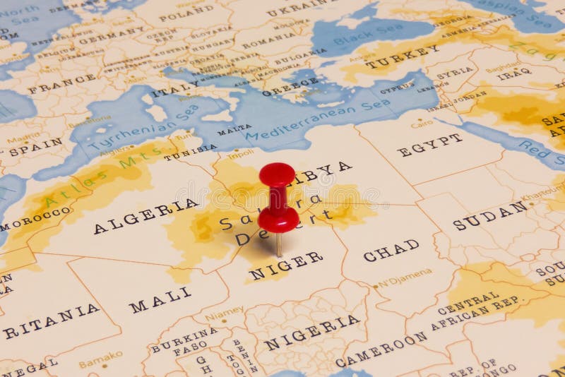 A Red Pin on Niger of the World Map Stock Photo - Image of government ...