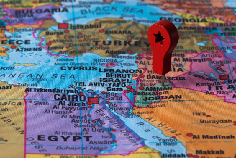 Red Pin, Point on the Map of Jordan. Concept Travel Background. Stock ...