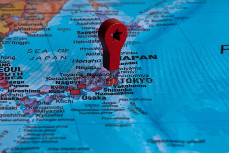 Red Pin, Point on the Map of Tokyo. Concept Travel Background. Stock ...