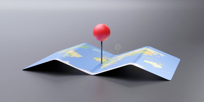 Red Pin Pointer Location on World Map Above View, Travel Navigation GPS ...