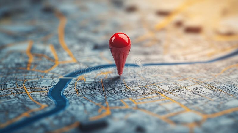 Red Pin Pointing a Location on City Map Stock Illustration ...