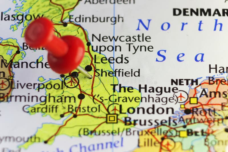 Red Pin on Sheffield, England, UK Stock Photo - Image of color, capital ...