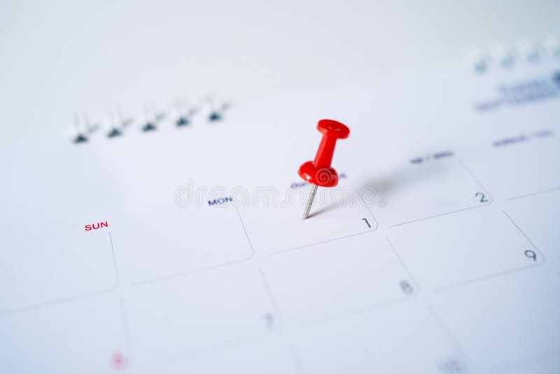 Red Pin on the 1st of the Month, Concept To Start a New Day, Work Stock ...