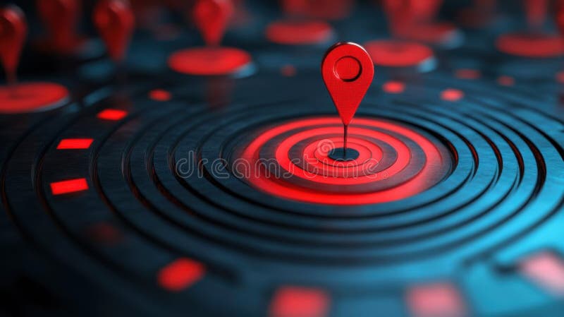 Red Pin Target Location Map Stock Image - Image of focus, abstract ...