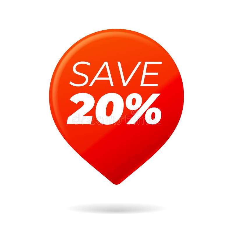 Red Pin on White Background, Save 20 Percent Stock Vector ...