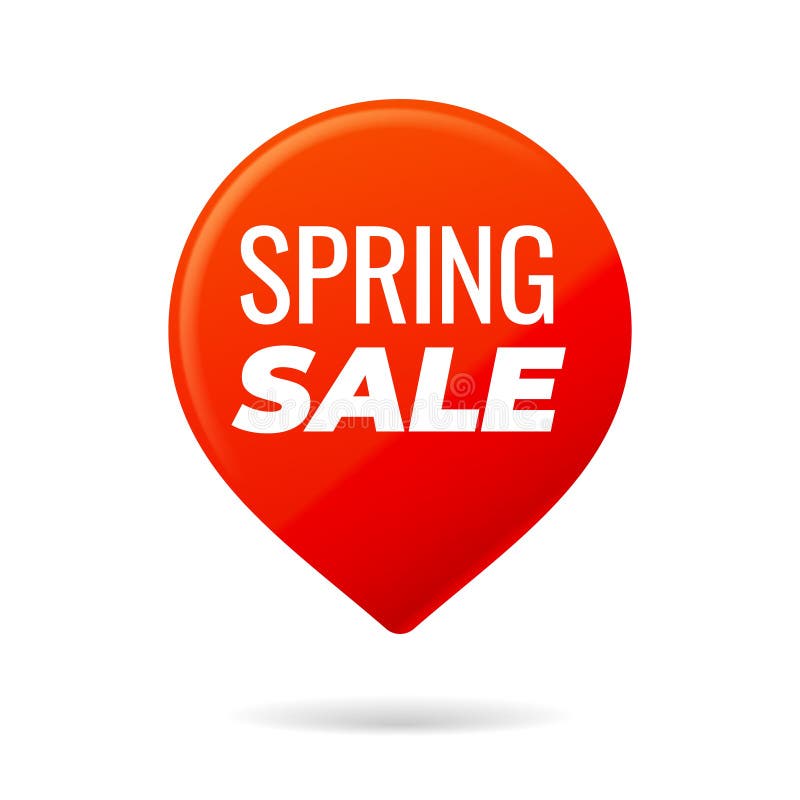 Red Pin on White Background, Spring Sale Stock Vector - Illustration of ...